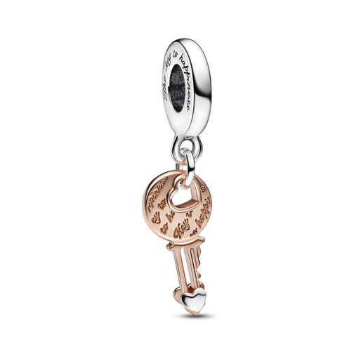Pandora Key sterling silver and 14k rose gold-plated dangl | Pendant ...